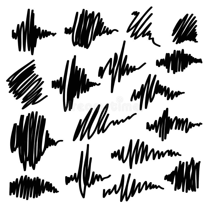 Scribble Brush Strokes Set. Equalizer Icons Stock Vector - Illustration ...