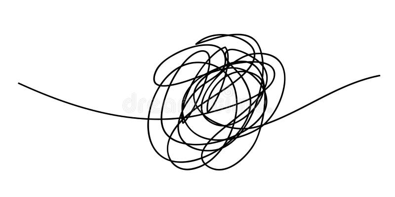 Scribble Chaos Line Brush Stroke, Vector Doodle Sketch Circle Stock ...