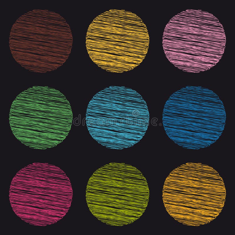 Scribble Circle Buttons - Colorful Vector Icons - Isolated On Black ...