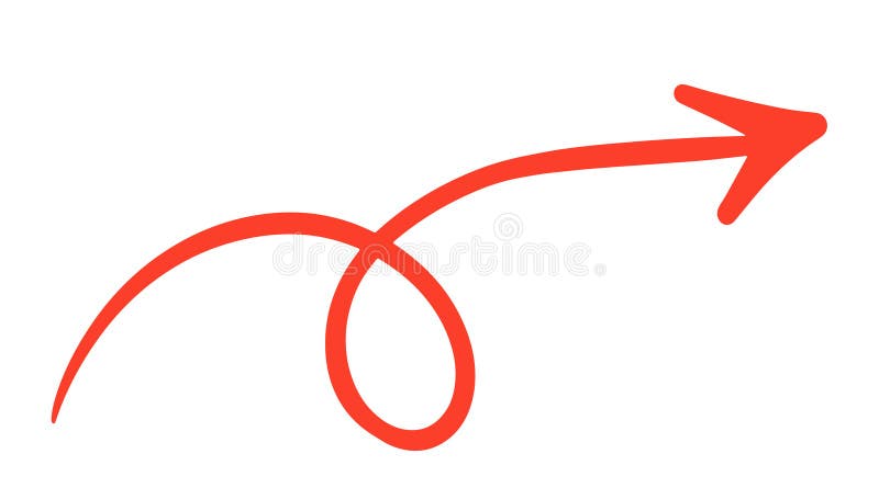 Scribble Curved Arrow Sign Hand Drawn Vector Mark Stock Vector ...