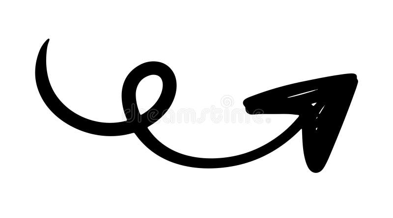 Scribble Curved Arrow Sign Hand Drawn Vector Mark Stock Illustration ...