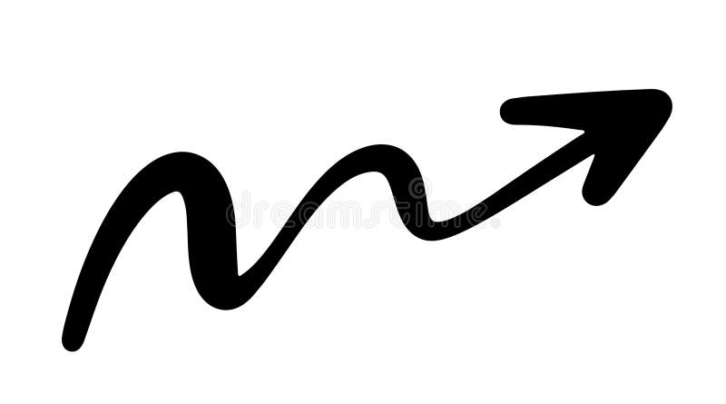 Scribble Curved Arrow Sign Hand Drawn Vector Mark Stock Illustration ...