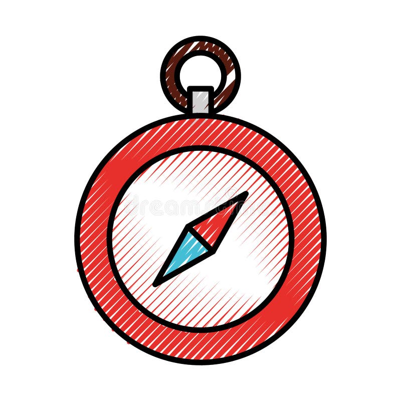 Scribble cute red compass stock vector. Illustration of history - 94054835