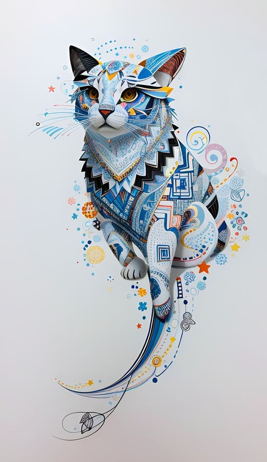 Scribble Design of a Silver Cat Stock Illustration - Illustration of ...