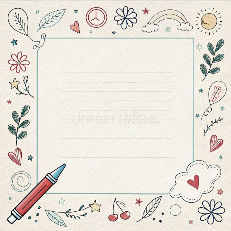 Scribble Doodle Border Paper Texture Playful and Creative Stock ...