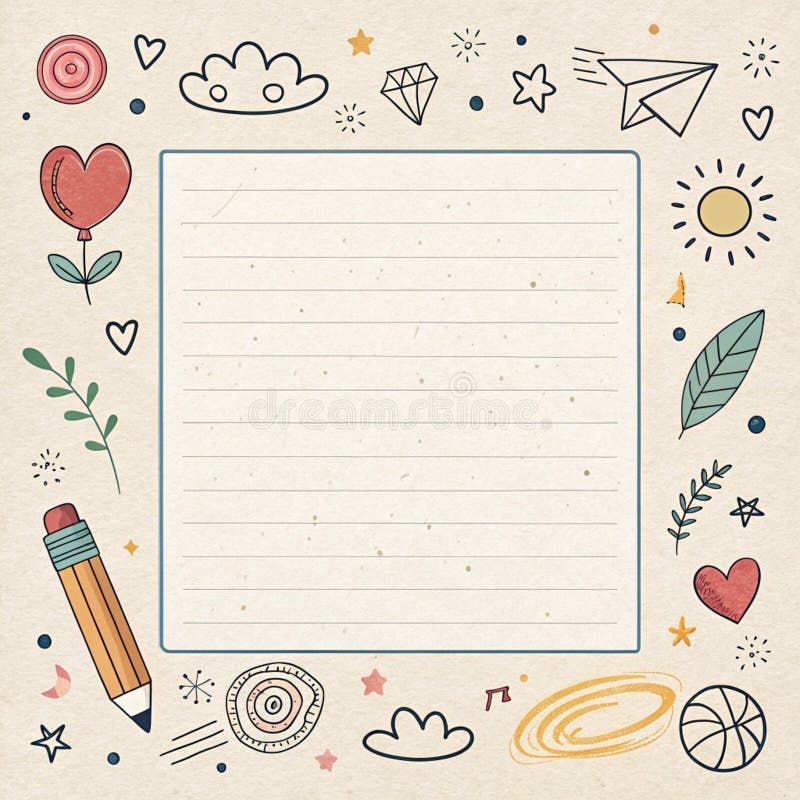 Scribble Doodle Border Paper Texture Playful and Creative Stock ...