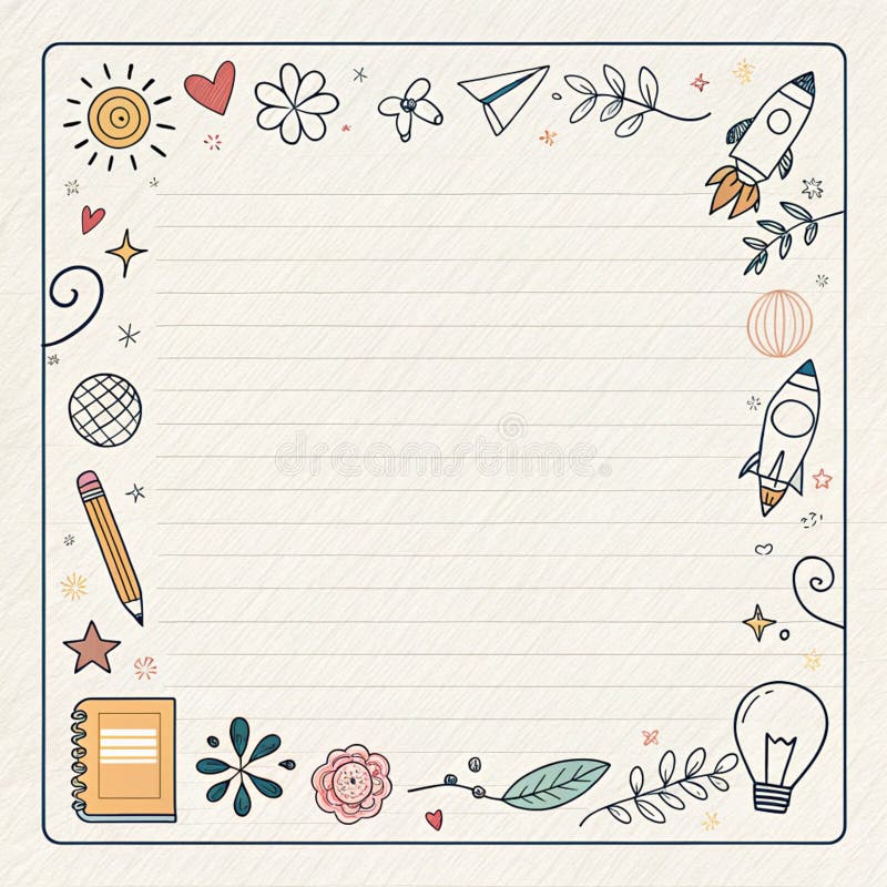 Scribble Doodle Border Paper Texture Playful and Creative Stock ...