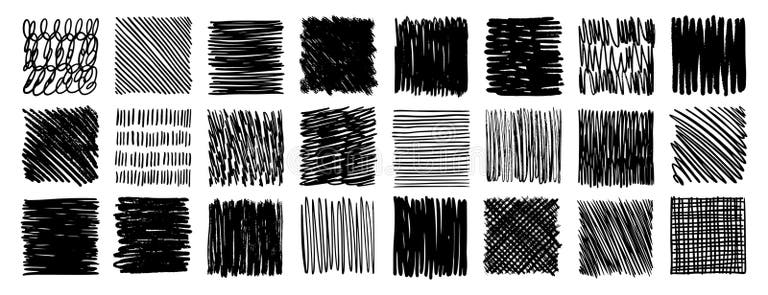 Scribble Doodle Collection Ink Sketch Hand Drawn Set. Scrawl Elements Stock Illustration ...