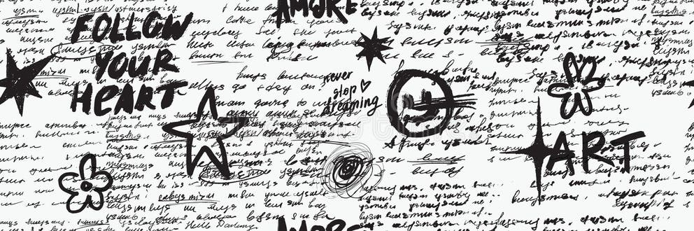 Scribble Doodle Seamless Pattern, Vector Inscription Handwriting ...