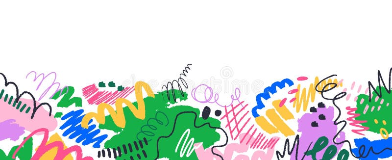 Scribble Doodle Style Border Design. Abstract Shapes, Elements ...