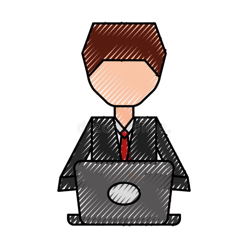 Scribble Faceless Upper Body Man Cartoon Stock Vector - Illustration of ...