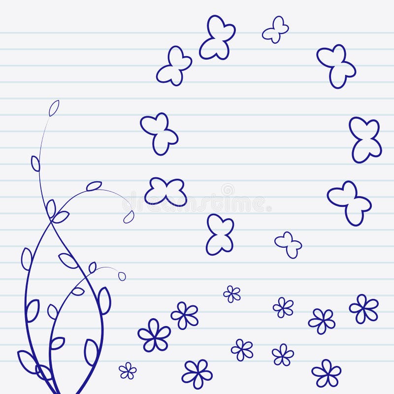 Scribble Flowers Drawing in a Notebook- Illustration Stock Illustration ...