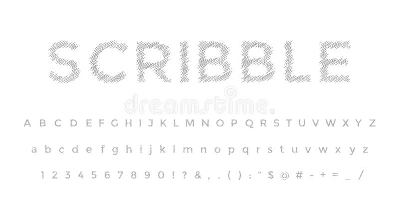 Scribble Font Vector Isolated on White Background. Pencil Sketch ...