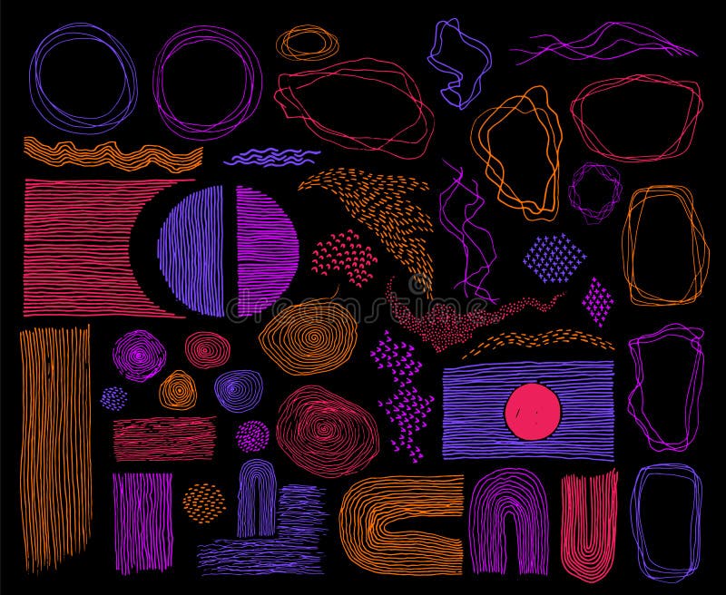 Scribble Frames, Lines and Dots Texture Backgrounds Vector Collection ...