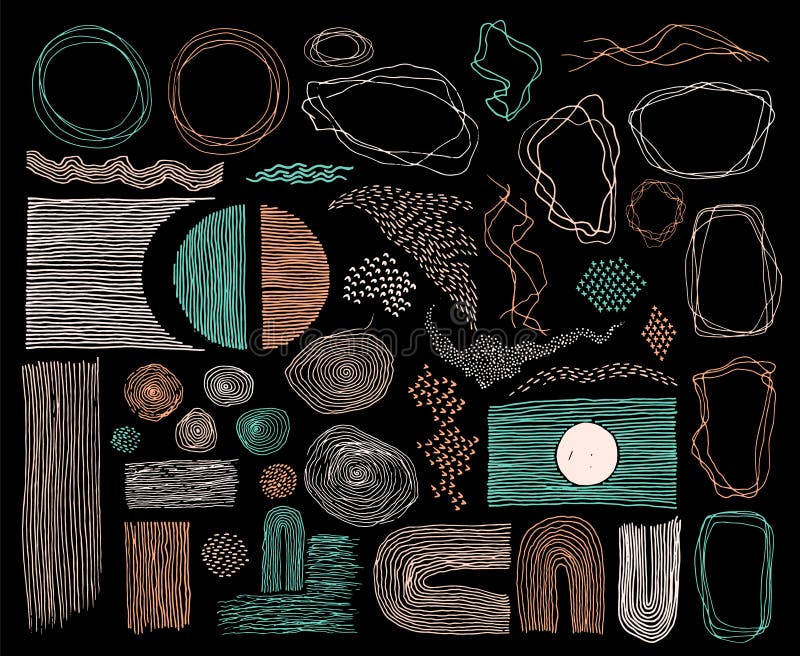 Scribble Frames, Lines and Dots Texture Backgrounds Vector Collection ...