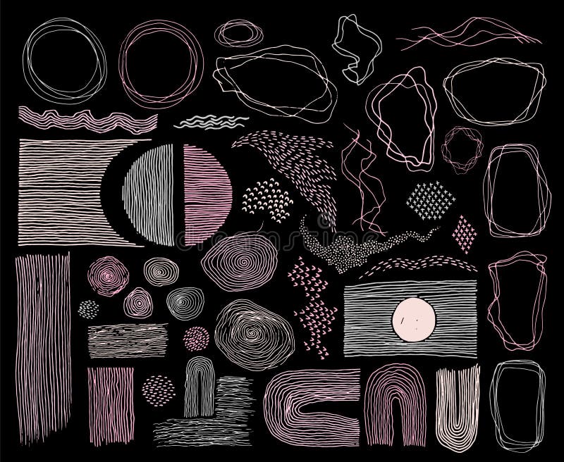 Scribble Frames, Lines and Dots Texture Backgrounds Vector Collection ...