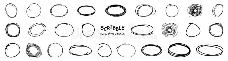 Scribble Hand Draw Circles Collection. Highlight Hand Drawn Oval Frames ...