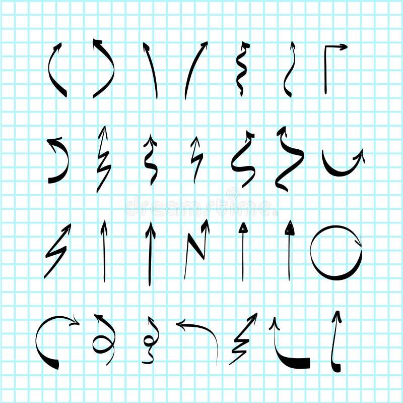 Scribble Hand Drawn Arrows Vector Design Set Stock Vector