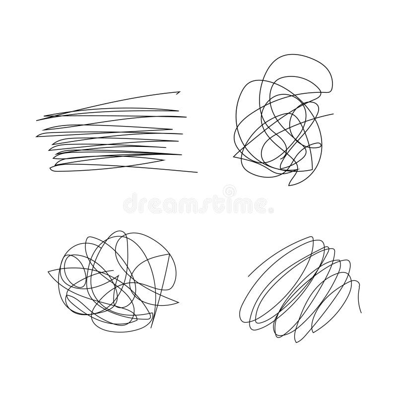Scribble Hand Drawn Circle Object Set Black Line Stock Vector ...