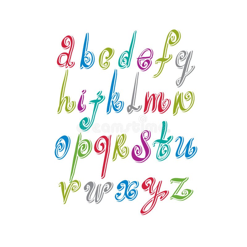 Scribble Handwritten Font, Vector Fresh Brushed Alphabet. Stock Vector ...