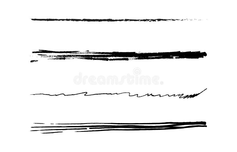 Scribble Horizontal Brushes Doodle Art Line Sketch in Black Color ...