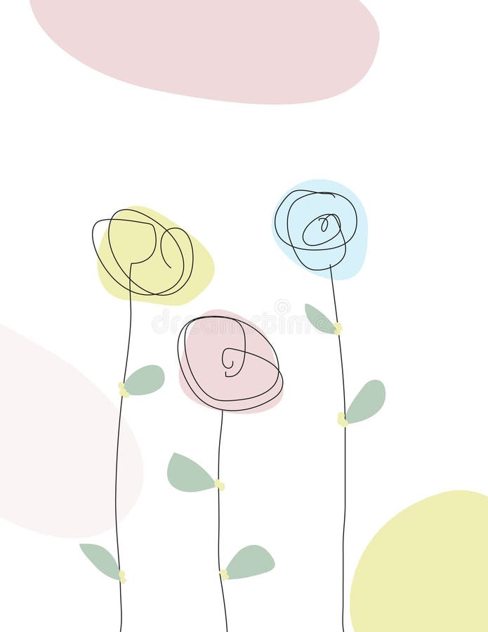 Scribble Line Drawing of Spring Flowers Stock Illustration ...