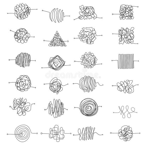 Scribble Lines Wire Mess Chaos Threading Vector Shapes Isolated Stock ...