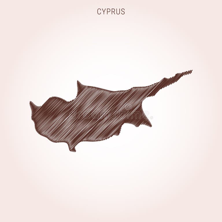 Scribble Map of Cyprus Design Template. Stock Vector - Illustration of ...
