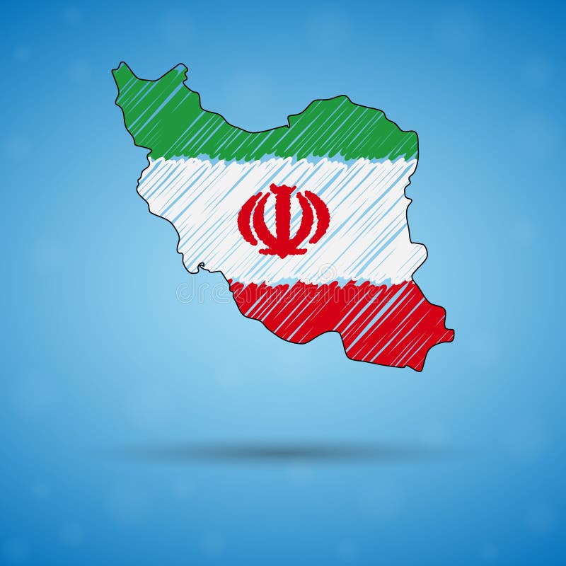 Scribble Map of Iran. Sketch Country Map for Infographic, Brochures and ...