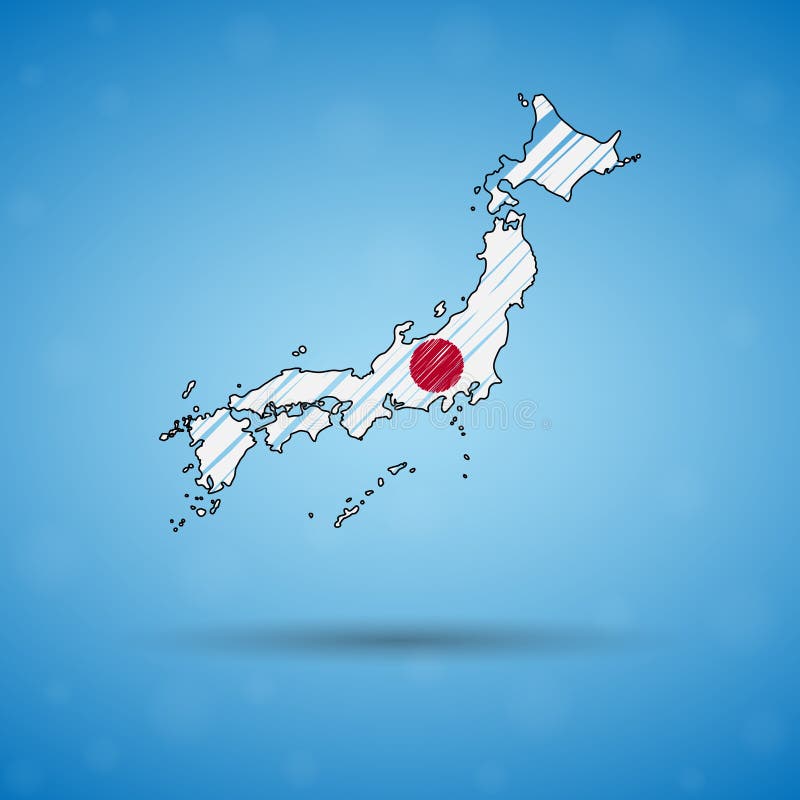 Scribble Map of Japan. Sketch Country Map for Infographic, Brochures ...