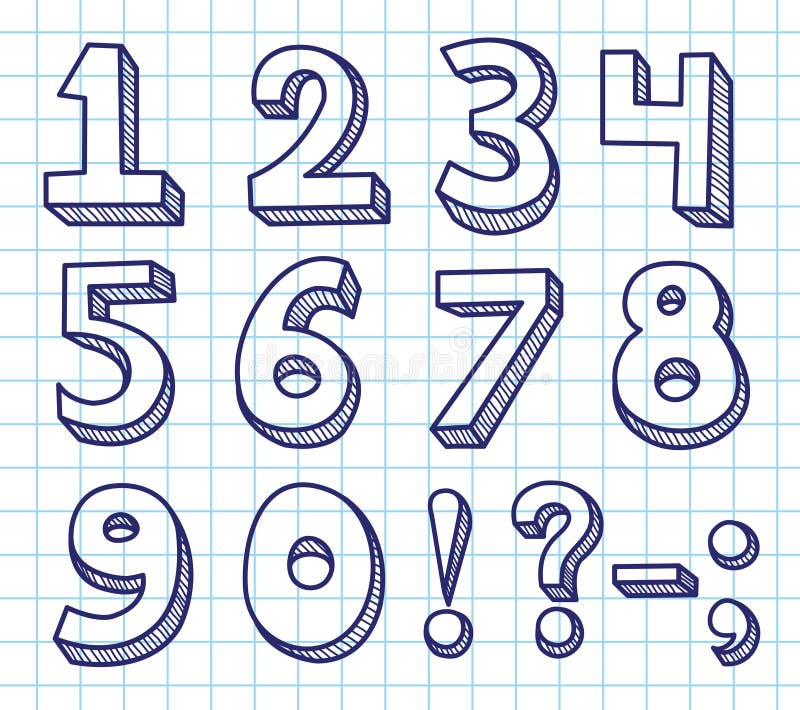 Scribble numbers. stock vector. Illustration of school - 30344775