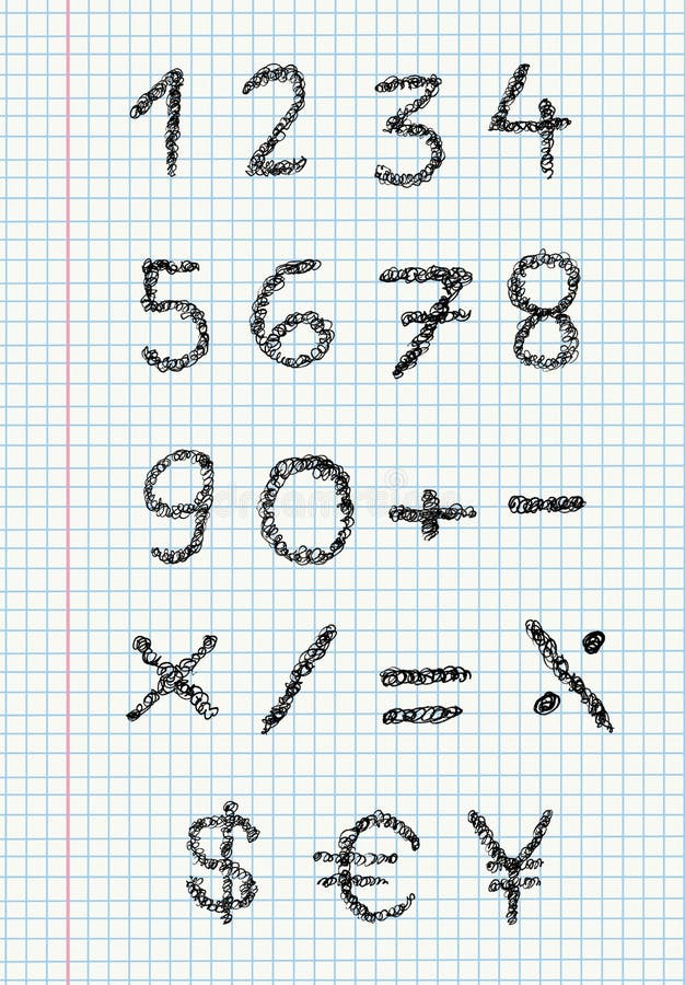 Seamless Pattern of Mathematics Homework on Checkered Paper Stock ...