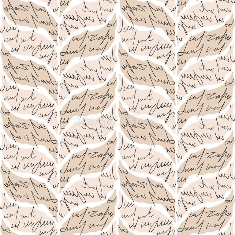 Scribble Ornament with Handwritten Script Text Paper Pieces Seamless ...