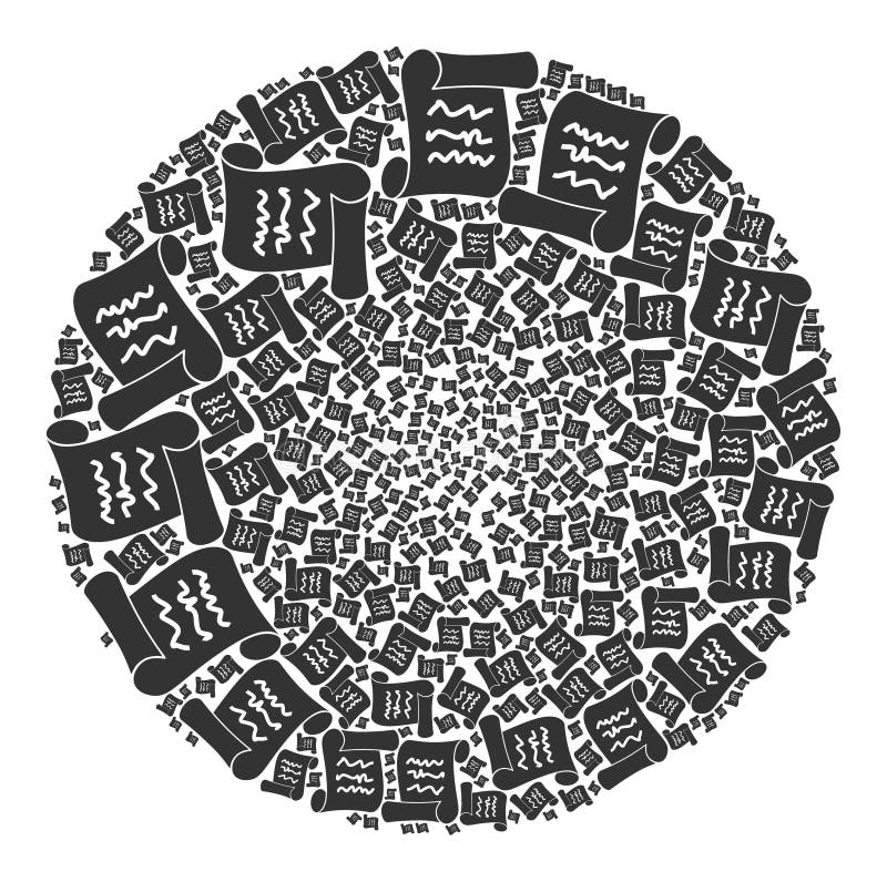 Scribble Page Roll Icon Spheric Cluster Collage Stock Vector ...