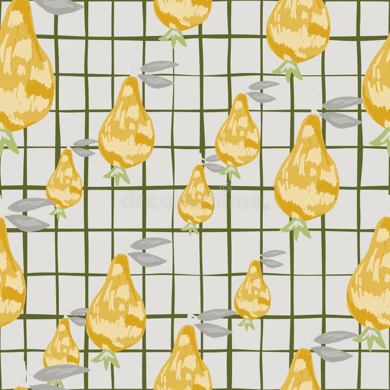 Scribble Pears Seamless Pattern. Hand Drawn Fruits Botanical Backdrop ...