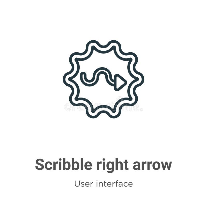 Scribble Right Arrow Outline Vector Icon. Thin Line Black Scribble ...