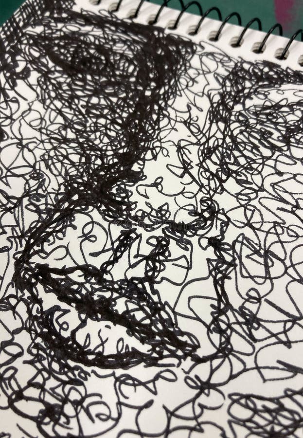 Scribble Sketch of Face in Sketchbook Stock Illustration - Illustration ...