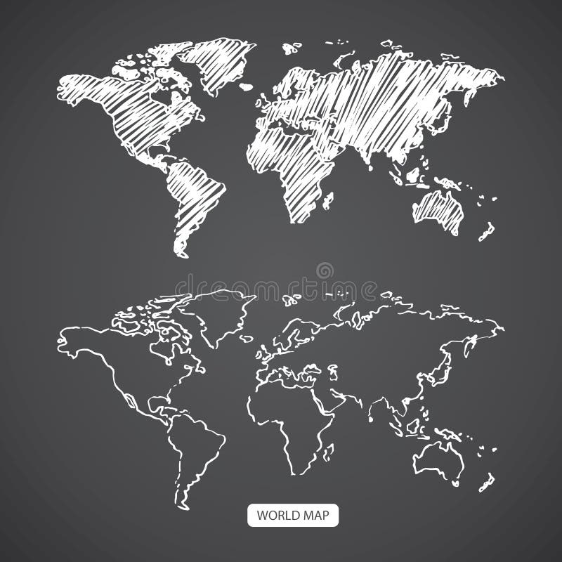 Scribble Sketch of World Map,Vector Illustration Hand Draw Stock ...