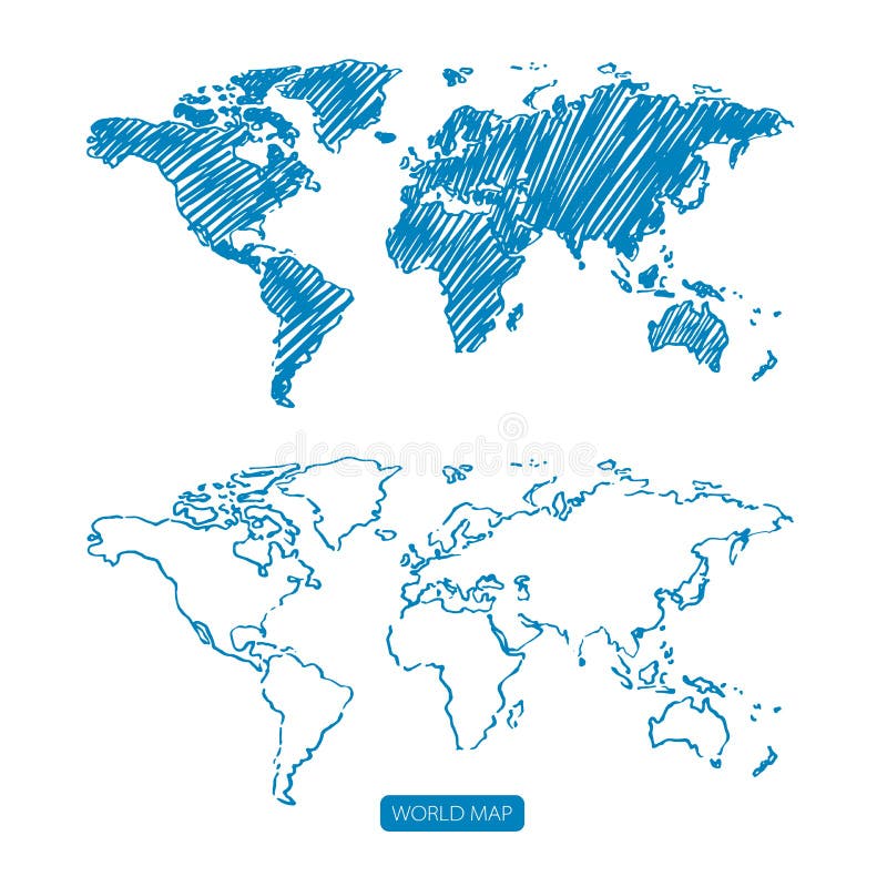 Scribble Sketch of World Map,Vector Illustration Hand Draw Stock ...