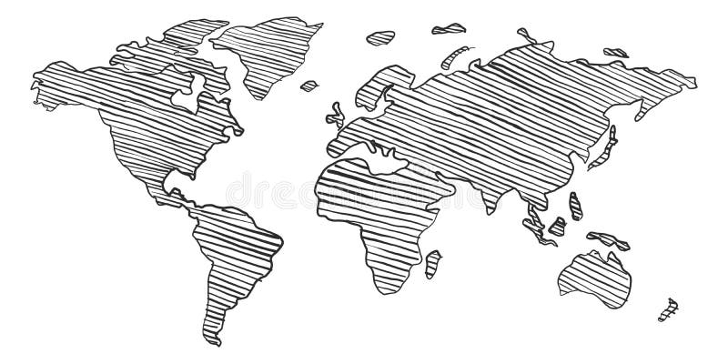 World map drawing stock vector. Illustration of europe - 174878854