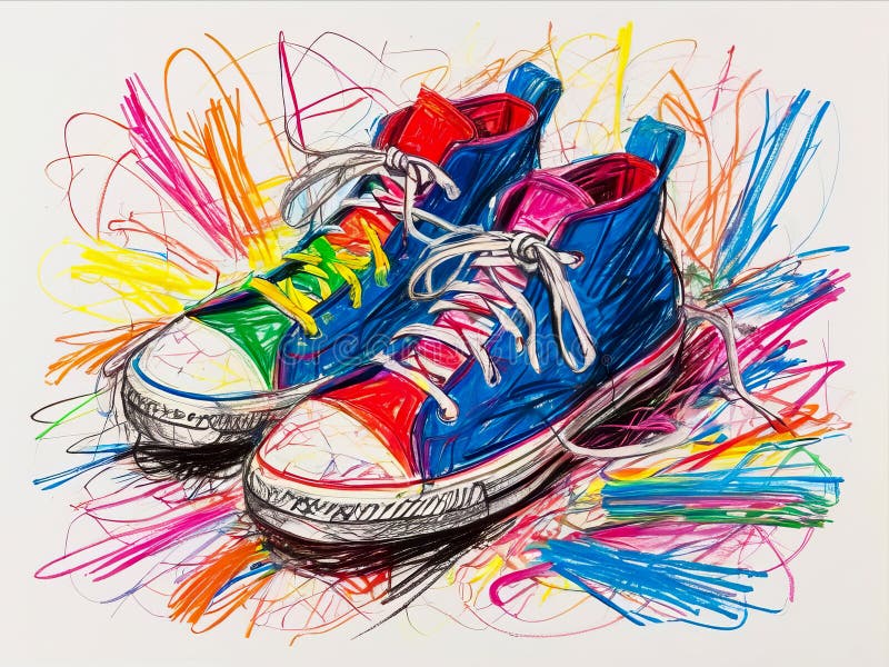 Scribble Snickers in Chaotic Wax Crayon Drawing Style Stock Photo ...