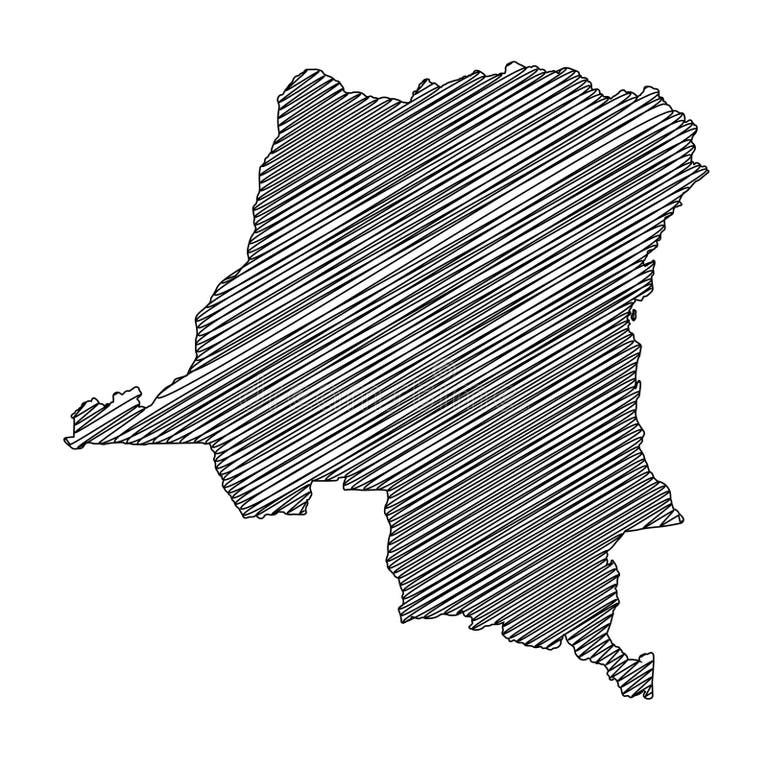 Scribble Style Democratic Republic of the Congo Map Design Stock Vector - Illustration of ...