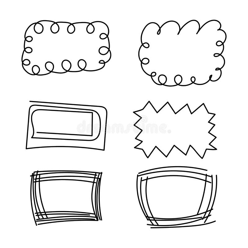 Scribble-style Frame Set on White Background for Web Design Stock ...