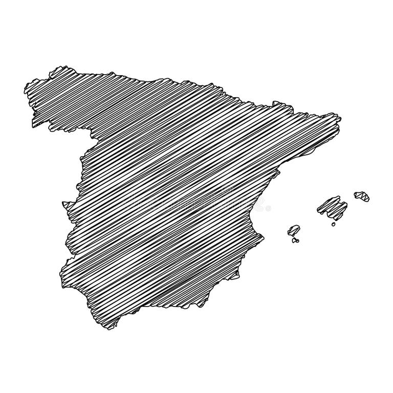 Scribble Style Spain Map Design Stock Vector - Illustration of continent, territory: 231796315