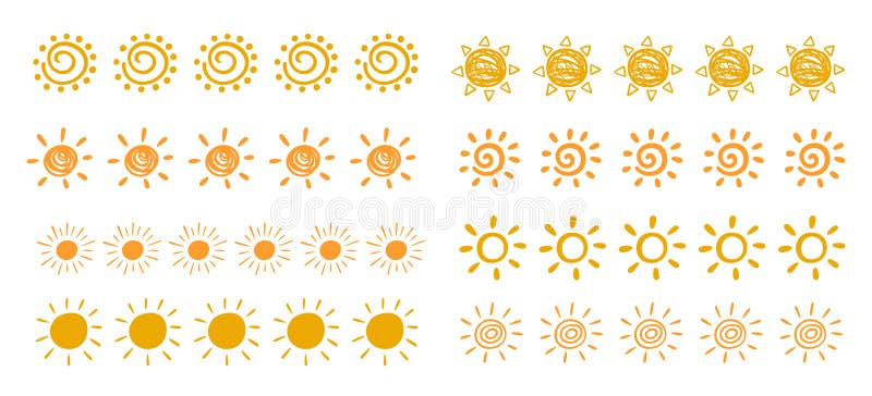 Scribble Sun Doodle Borders Strokes Divider Set Stock Illustration ...