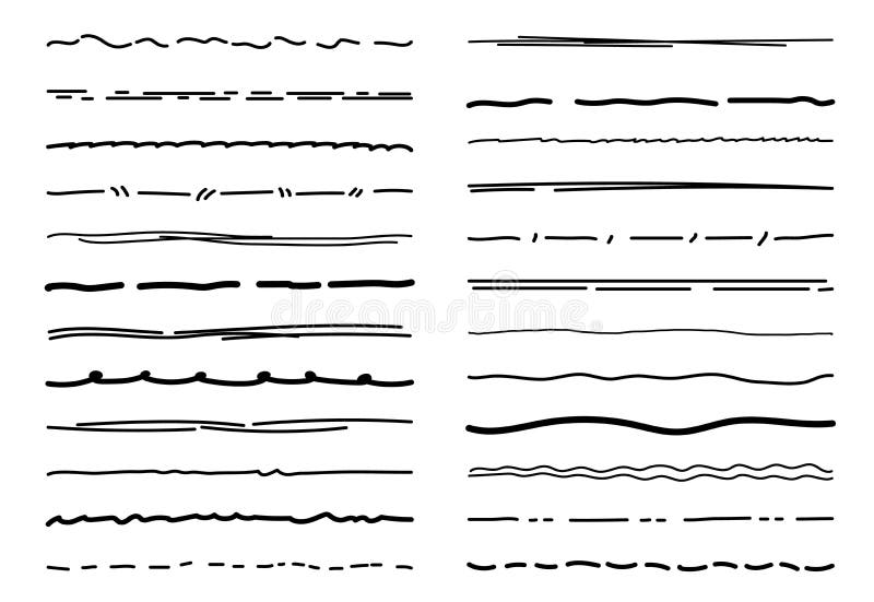 Scribble Underline, Pen and Pencil Doodle Lines Stock Vector ...