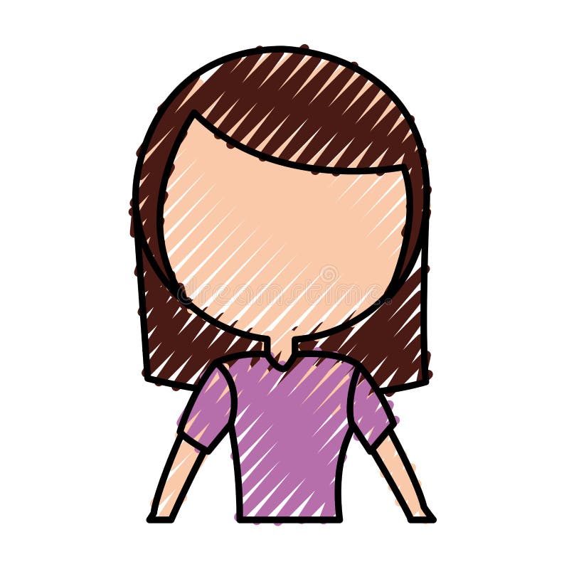 Scribble Women Upperbody Cartoon Stock Vector - Illustration of lady ...