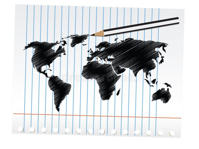 Scribble world map. stock vector. Illustration of australia - 8514556