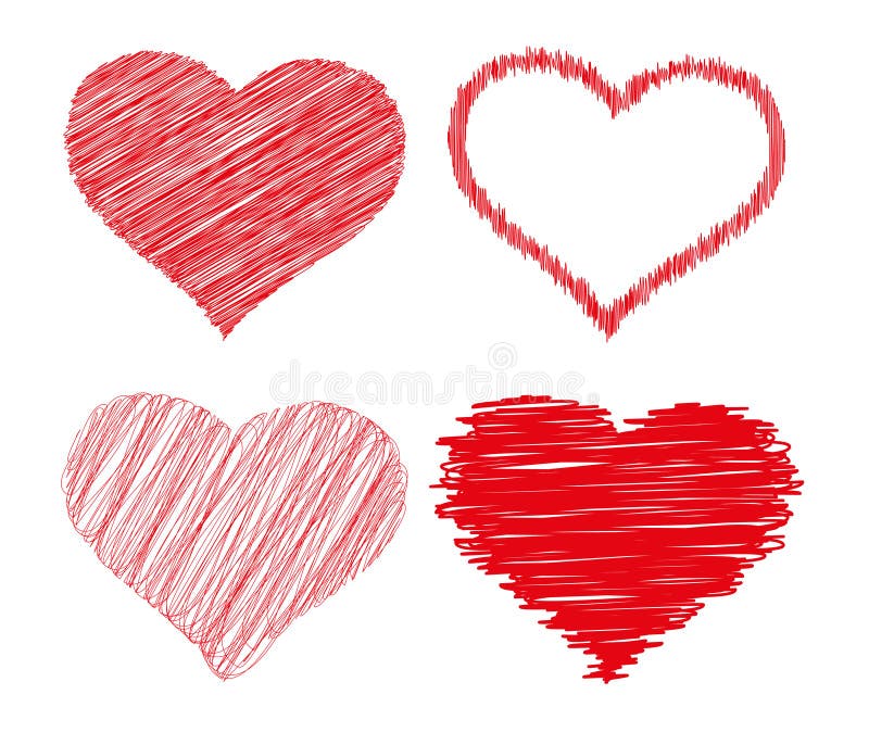 Various Scribbled Hearts Vector Stock Illustrations – 6 Various Scribbled Hearts Vector Stock ...