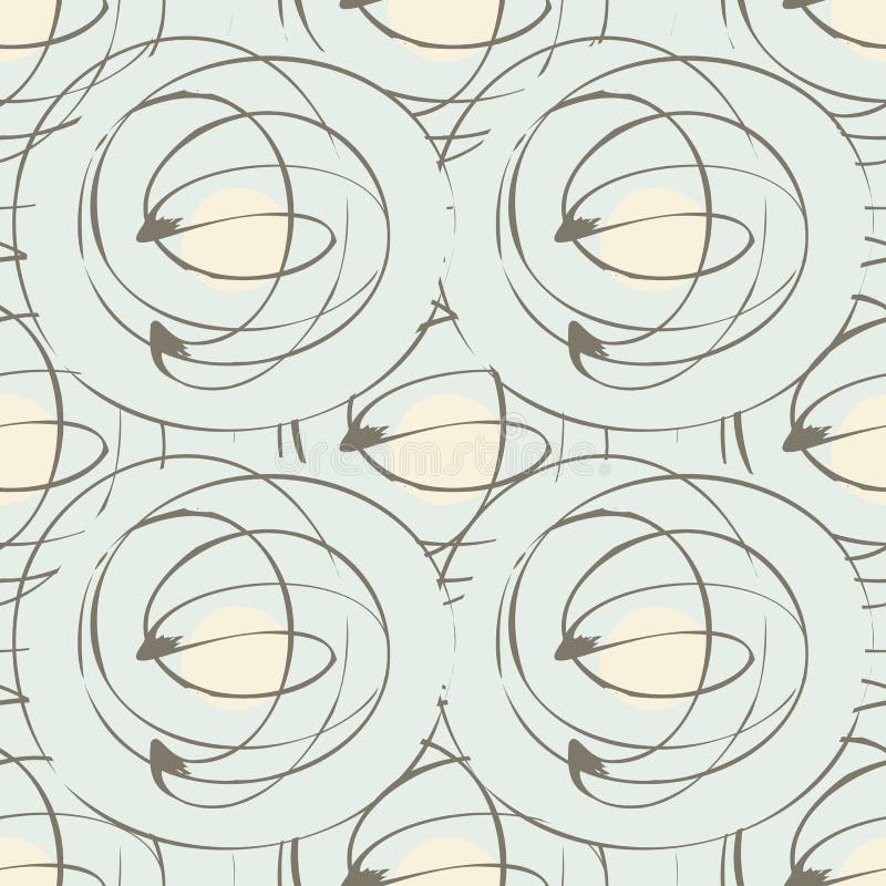 Scribbled Ink Line Circle Vector Seamless Pattern Background. Retro ...